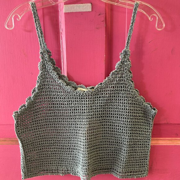 ADORA | Tops | Adora Blue Knit Open Weave Tank Top | Poshmark